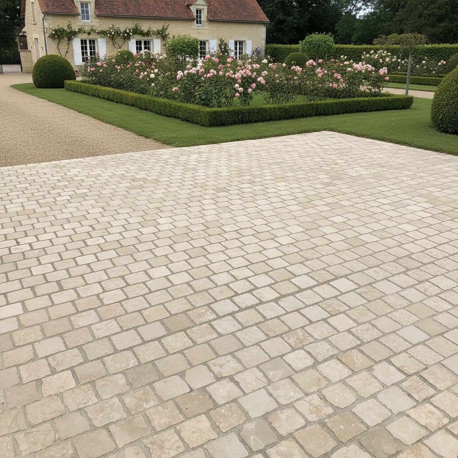 Pavés blancs en pierre naturelle pour jardin et terrasse | En stock ...